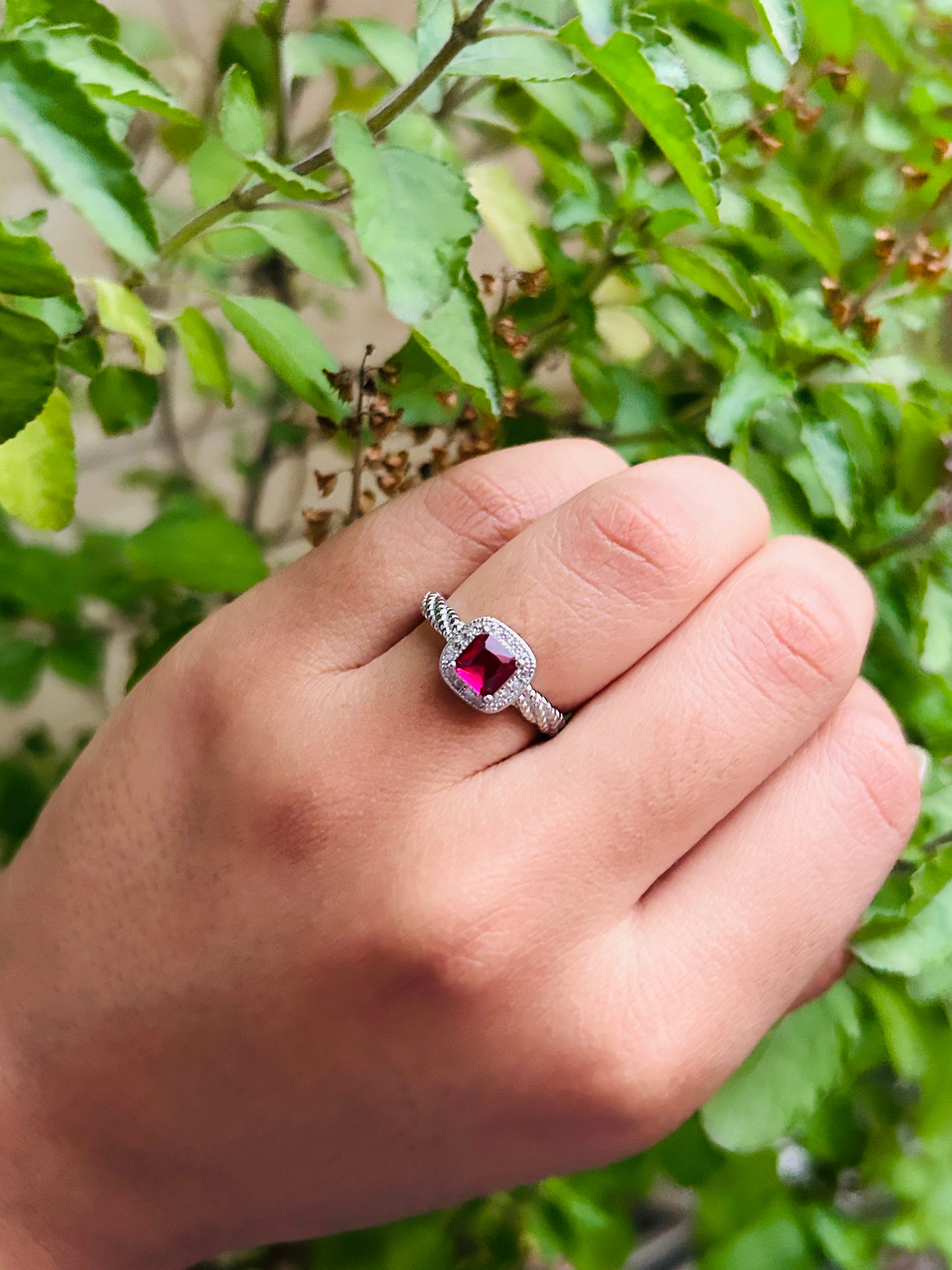 Princess Cut Ring Variant 4- Red – Ellarah Jewellery